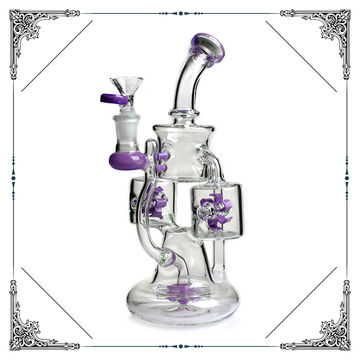China Hot Double Rotating percs Recycler Smoking Water Pipe Glass Bong ...
