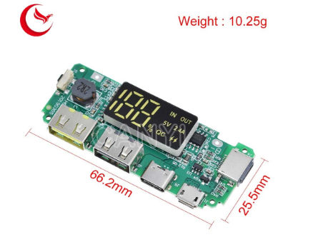 LED pcb USB board 5V 2.4A micro Type-C USB mobile power bank 18650 ...