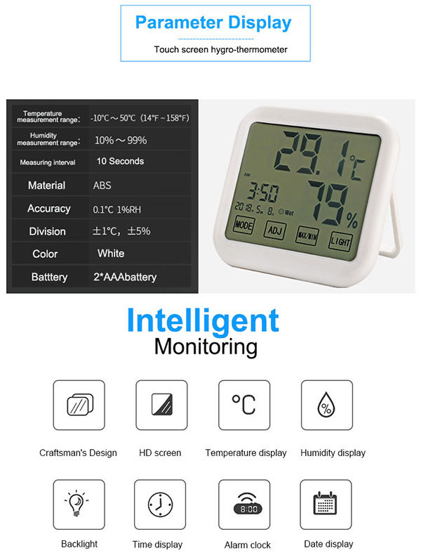China Large LCD Touch Screen Temperature Instruments Humidity Monitor ...