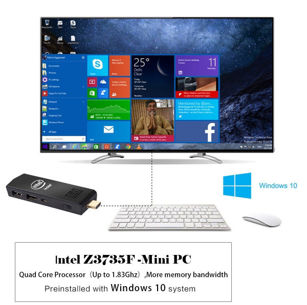 China Mini PC Stick T5 Cherry Trail Z8350 Computer Win 10 pro home ...