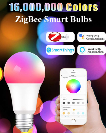 LED Smart Light Bulbs ZigBee E26 Smart Bulb 9W Dimmable RGBCW Color ...