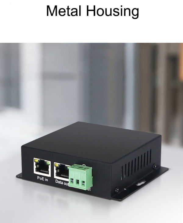 Industrial grade active POE splitter 12V 7.5A 90W wall mounted install ...