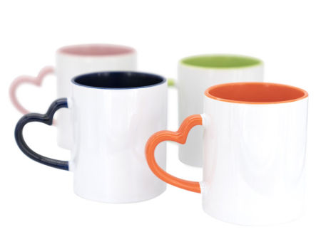 China 11 oz. Personalized Two-Tone Lovers Mug with Heart Handle on ...