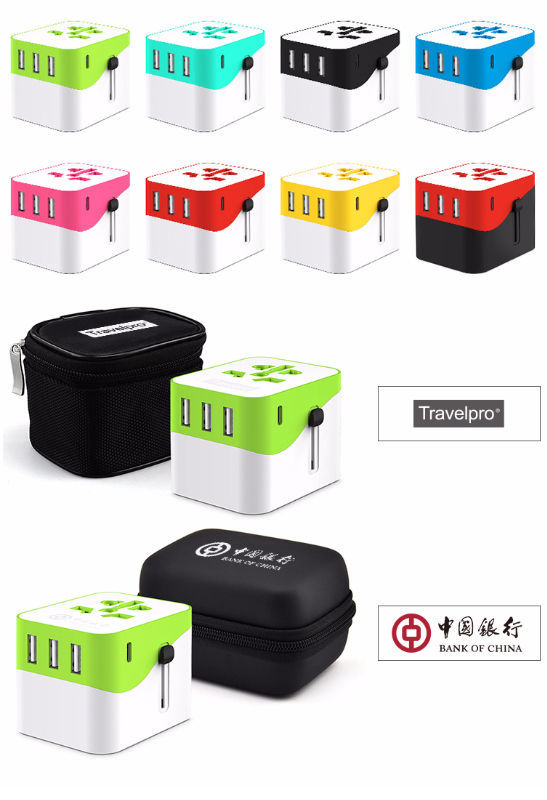 Multi-nation travel plug adapter with 3 USB ports and Type C fast ...