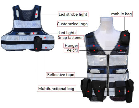China Factory Customized Selling LED Safety Reflective Vest Police ...