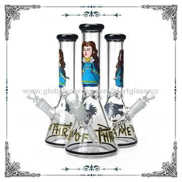 China Beaker Bong Hand Drawing Game of Thrones Art Bongs 10'' Glass ...