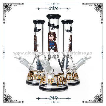 China Beaker Bong Hand Drawing Game of Thrones Art Bongs 10'' Glass ...