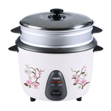 China Hot sale drum rice cooker with flower printed body and aluminum steamer 1.8L/2.2L/2.8L on ...