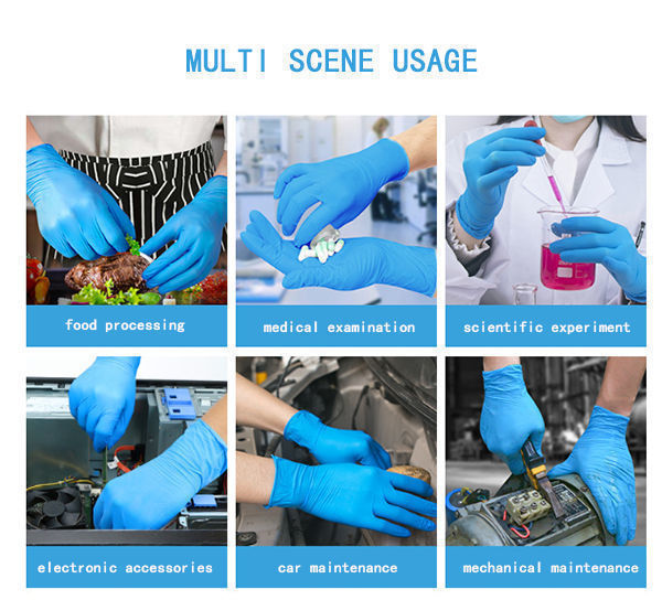 China Powder-Free Material Blue Color Disposable Nitrile Gloves on ...
