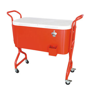 China 80QT metal trolley ice cooler with wheel the size:78.5X38.5X84cm ...