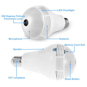 China ICSEE HD 360° Panoramic Wifi 1080P spy Camera Light Bulb Home ...