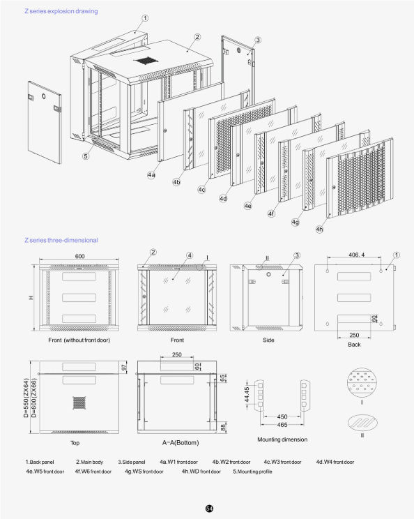 4U 6U 9U 12U 15U 22U 27U welding frame double section wall mounted ...