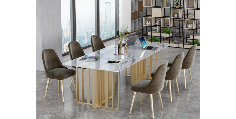 China 200*80*75cm Customized size Metal leg marble top conference table ...