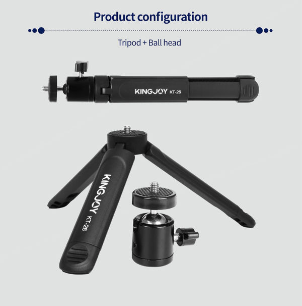 China Kingjoy Multifunctional Mini Tabletop Camera Tripod Kt 26 Bd 3