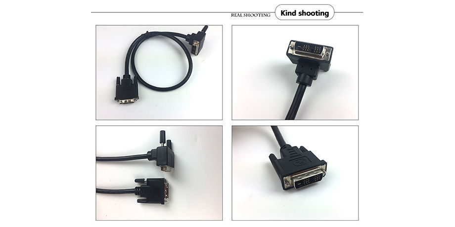 90 degree Right-angle DVI18+1 male to male Cable with Ethernet and gold ...