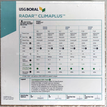 China USG Boral 16mm Radar climaplus acoustical ceiling board ...