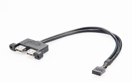 Dual USB A Female to A Male Panel Mount Snap In Cable, "snap In" panel ...