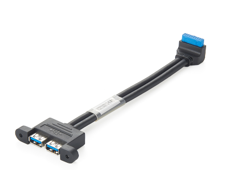 Dual USB A Female to A Male Panel Mount Snap In Cable, "snap In" panel ...