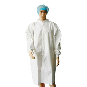 China Nonwoven Disposable Lab Coat Visitor Clothes with Front Snaps on ...