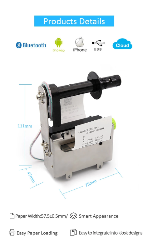 58mm thermal kiosk printer 2inch with auto cutter, panel printer kiosk ...
