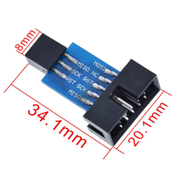 10 Pin to 6 Pin Adapter Board for AVRISP MKII USBASP STK500 High ...