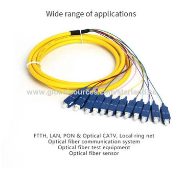 China 12 core bundle tail fiber SC square head single mode fiber jumper ...