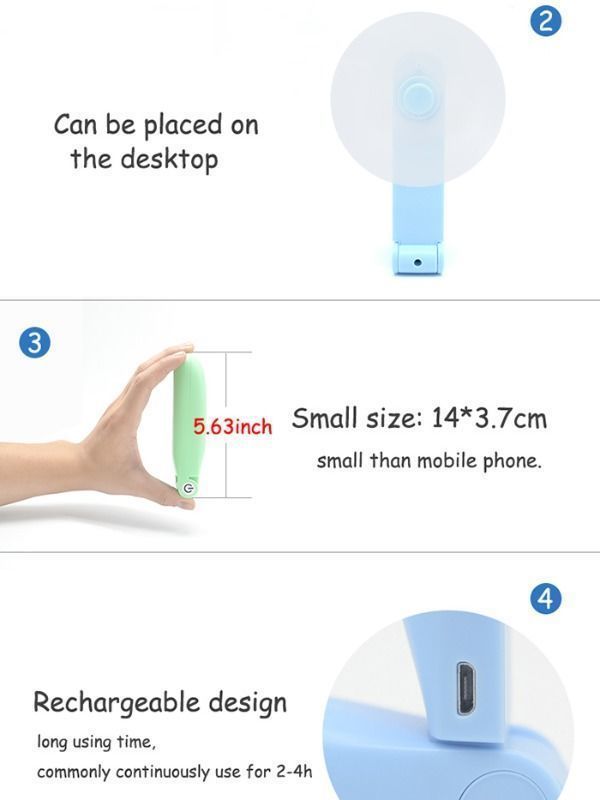 China CE RoHS Handheld Usb Table Fan Portable Foldable Electric Mini ...