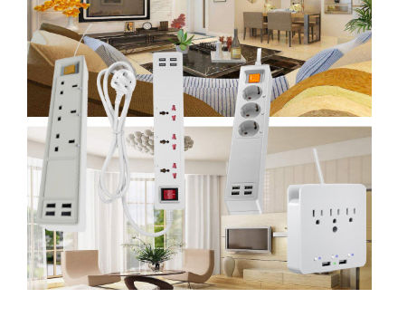 Smart power strips,EU US UK UNIVERSAL smart power strip with 4 USB PORT ...