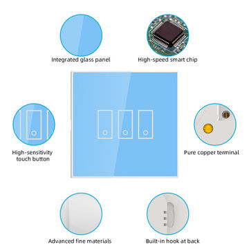 China 3 gangs Wireless remote control touch Switch Smart Panel Alexa ...
