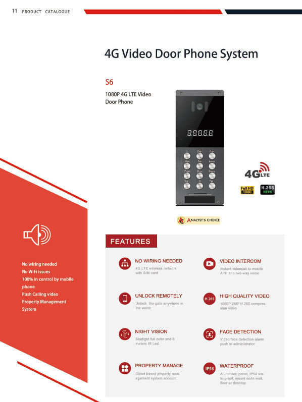 Netherlands 4G LTE Video Door Phone with APP, SIM card, up to 2000 ...