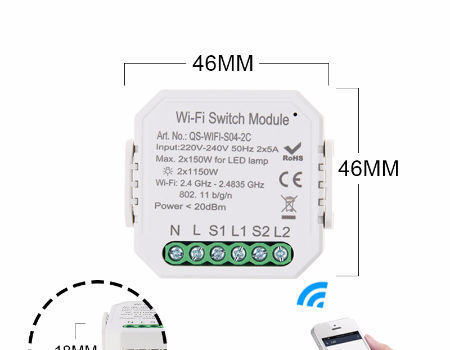 China 10A Max wifi smart switch module 2 gang 2 way smart switch box ...