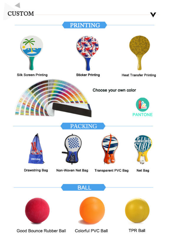 Game Set Beach Paddle Set With Wooden Racket Beachball Badminton ...