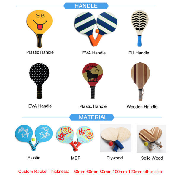 Game Set Beach Paddle Set With Wooden Racket Beachball Badminton ...