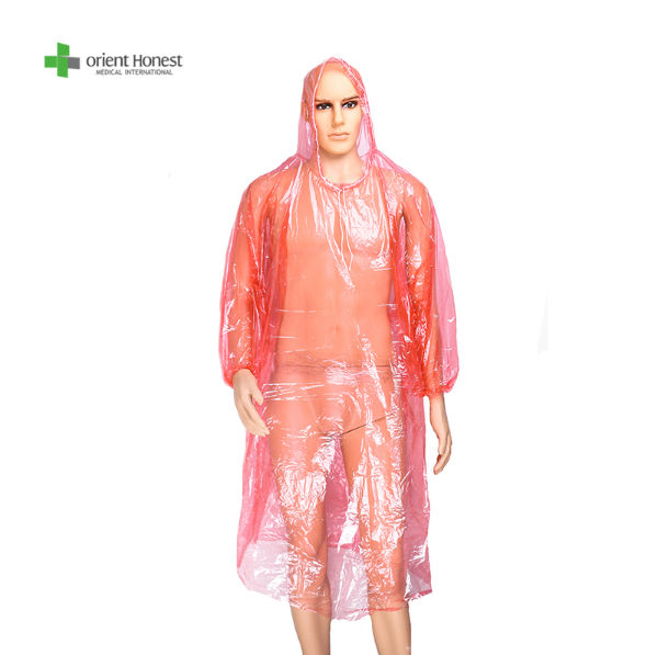 Transparent rain suit, CE FDA ISO Colorful plastic with hood rainproof ...