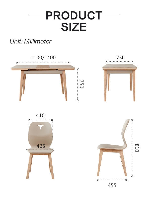 QuanU adjustable solid wood living room dining table, table top ...