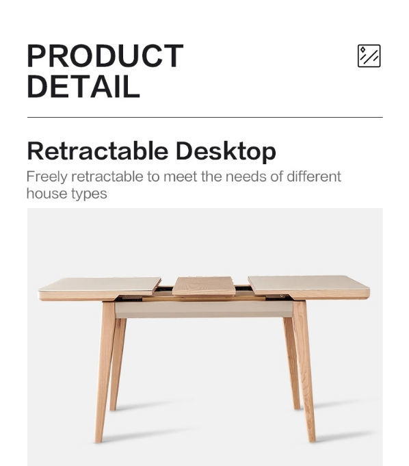 QuanU adjustable solid wood living room dining table, table top ...