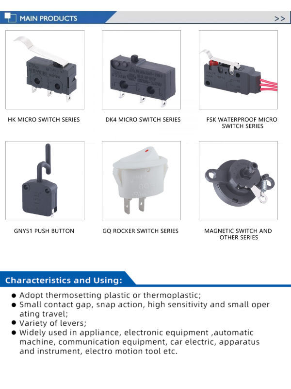 China Sub-miniature snap-action micro switches, up to 5A/10A/21A125 ...