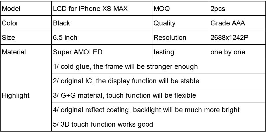 HEX XS MAX OLED Hard LCDs screen for iPhone XS MAX, OLED hard screen ...