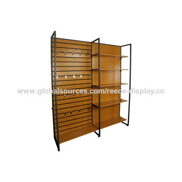 China Slatwall Display Customized Floor Standing with Hooks and Shelves ...