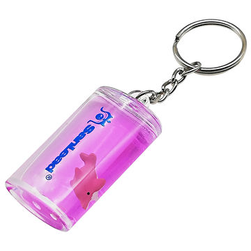 China Acrylic personalized cartoon floating cute bottle keychain liquid ...