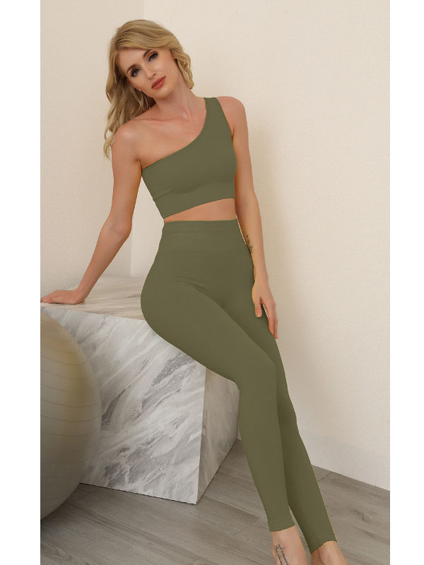 China Newest Solid Color One Shoulder Elegant Daily Wear Fitness 2 ...