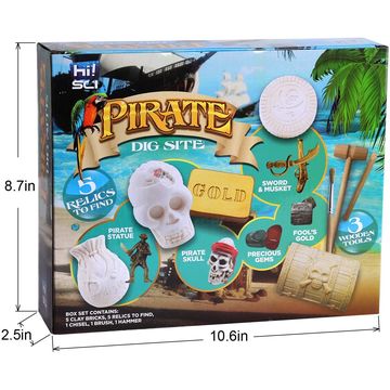 China Pirate Treasure Fossil Dig Kit for Kids Break Into 5 Treasure ...