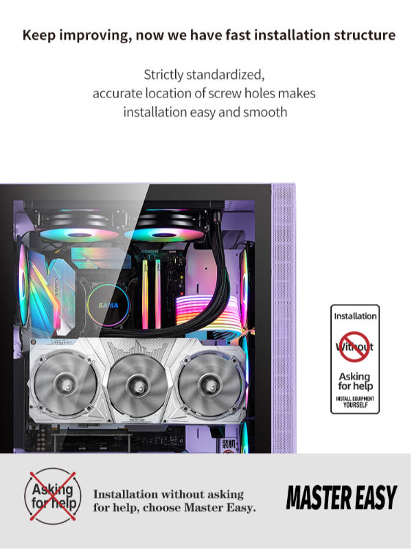 China SAMA 3702 colorful gaming atx computer case in purple support ...