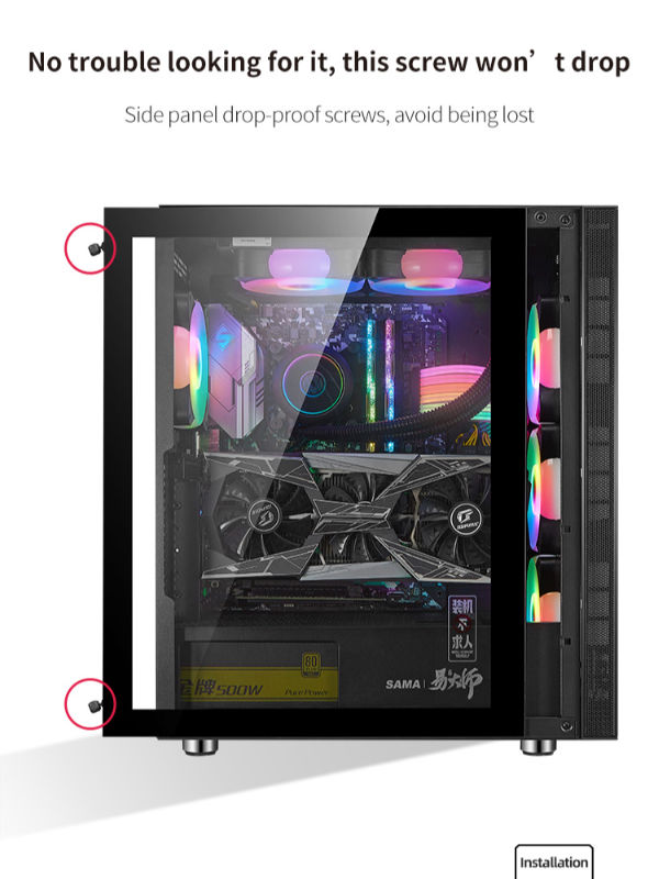 China SAMA 3708 diamond cutting metal mesh front panel gaming pc case ...