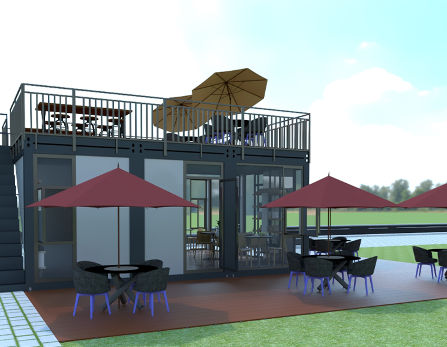 China Luxurious coffee shop prefabricated Container Houses 2 floor ...