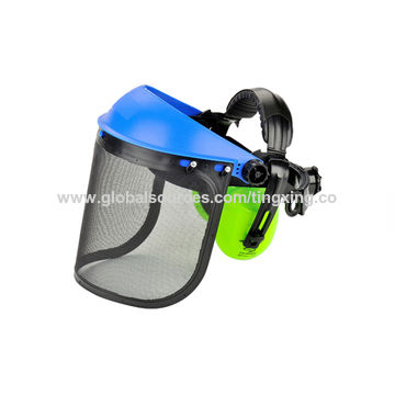 China Steel mash face shield Head-mounted protective mask plastic face ...