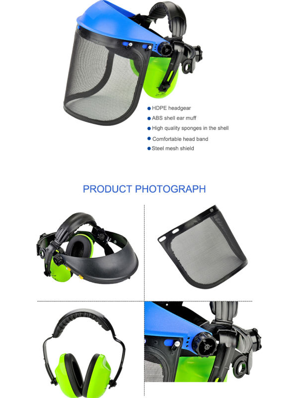 China Steel mash face shield Head-mounted protective mask plastic face ...