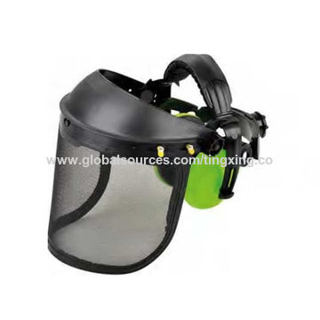 China Steel mash face shield Head-mounted protective mask plastic face ...