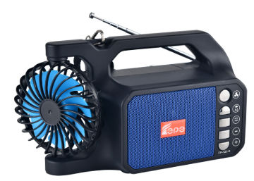 FM function rechargeable bluetooth speaker radio portable fan with LED ...