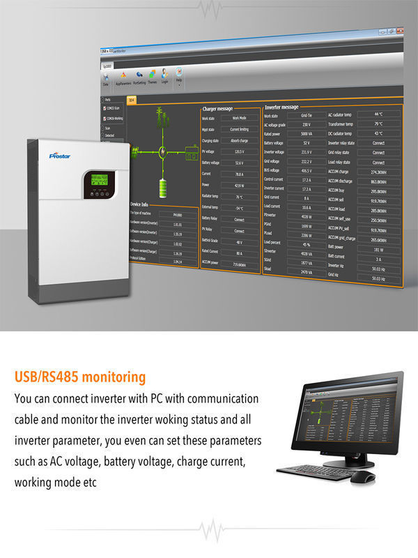 Prostar 3000W/3KW 48VDC Hybrid Solar Inverter with MPPT Charger for ...